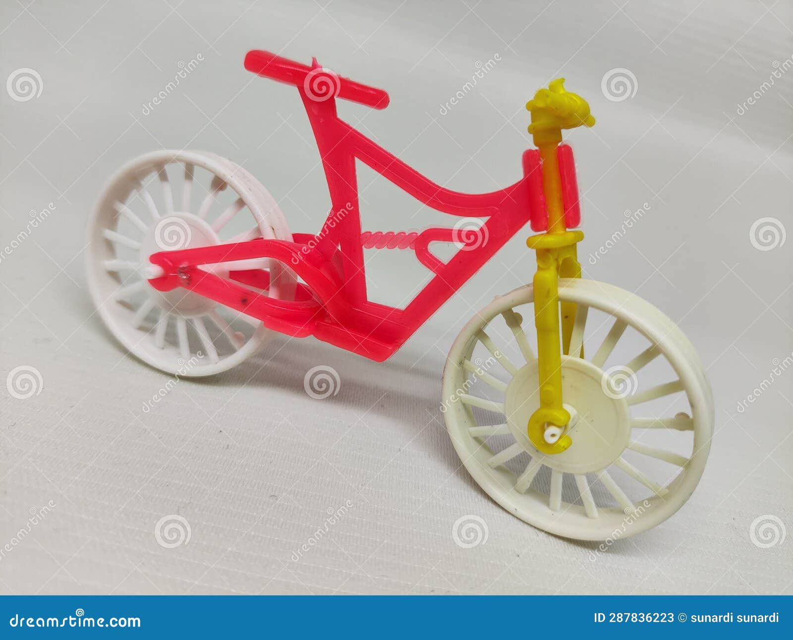Toy Bike Standing on White Background Isolate Stock Image - Image of ...