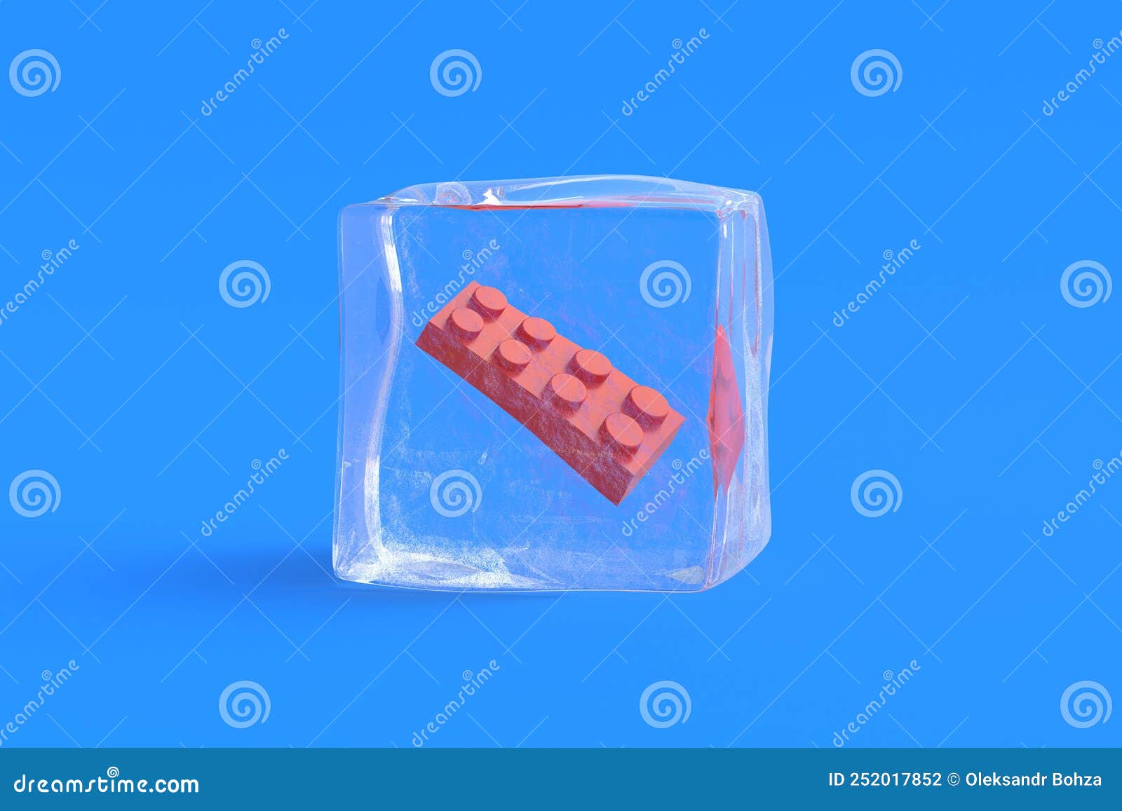 Toy block in ice cube stock illustration. Illustration of block - 252017852