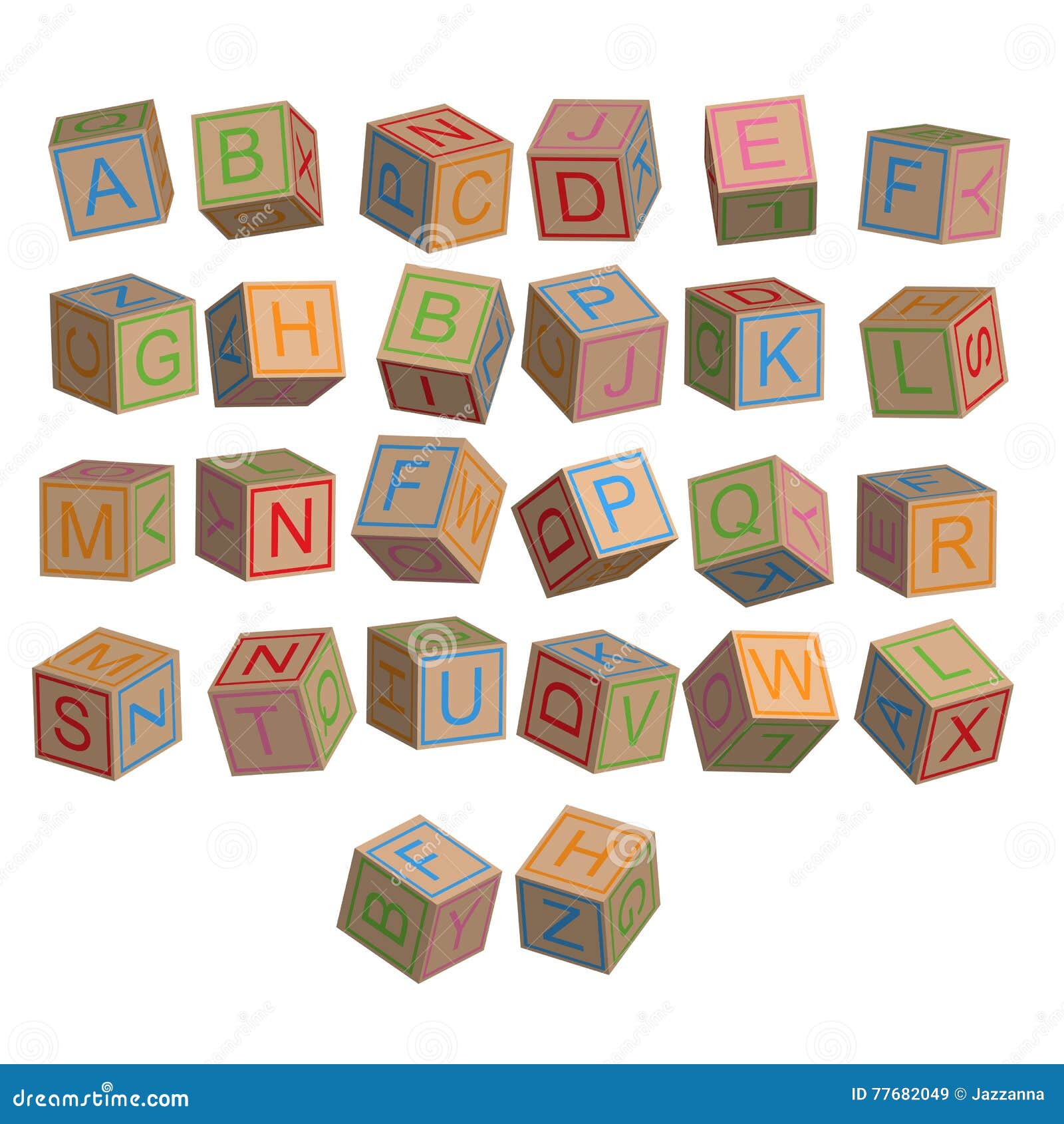 Toy Blocks Alphabet in 3D Disordered Stock Vector - Illustration of ...