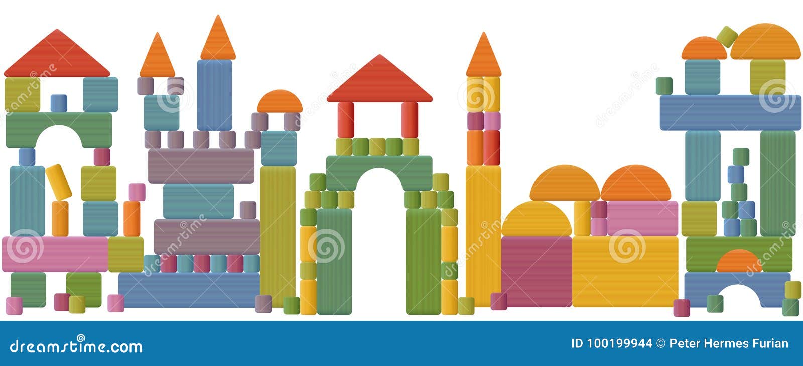 Toy Blocks City Skyline vector illustratie. Illustration of uitrusting ...