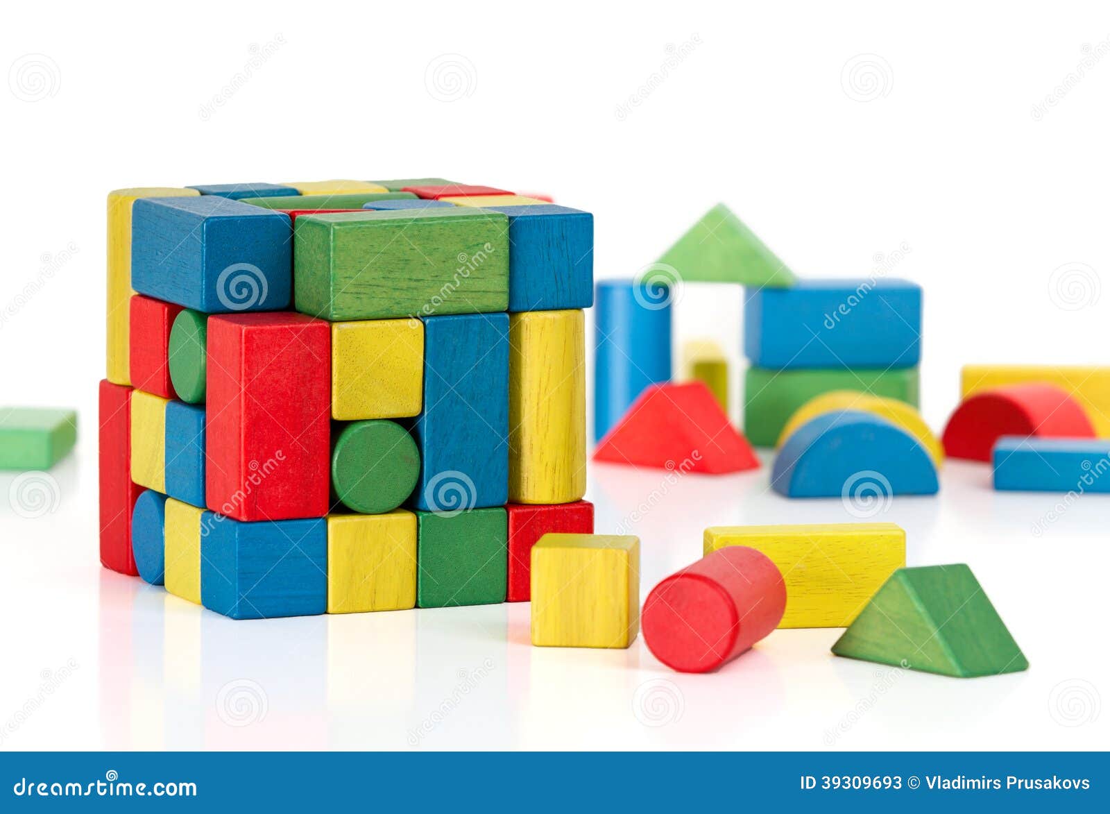 Toy Blocks Jigsaw Cube, Puzzle Rubic Pieces on White Stock Image ...
