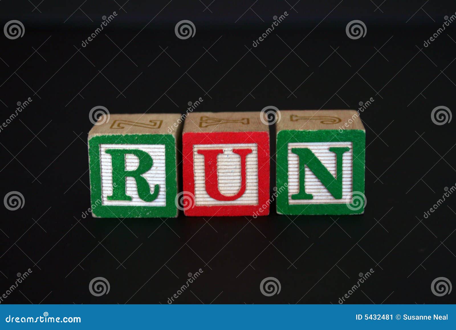 Toy blocks that spell RUN stock image. Image of spell - 5432481