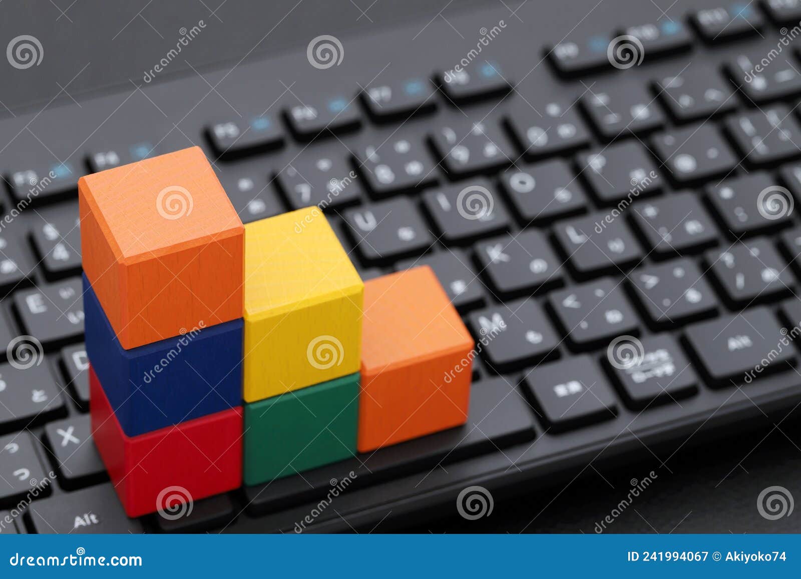 Toy Blocks Stair and Computer Keyboard Stock Image - Image of ...