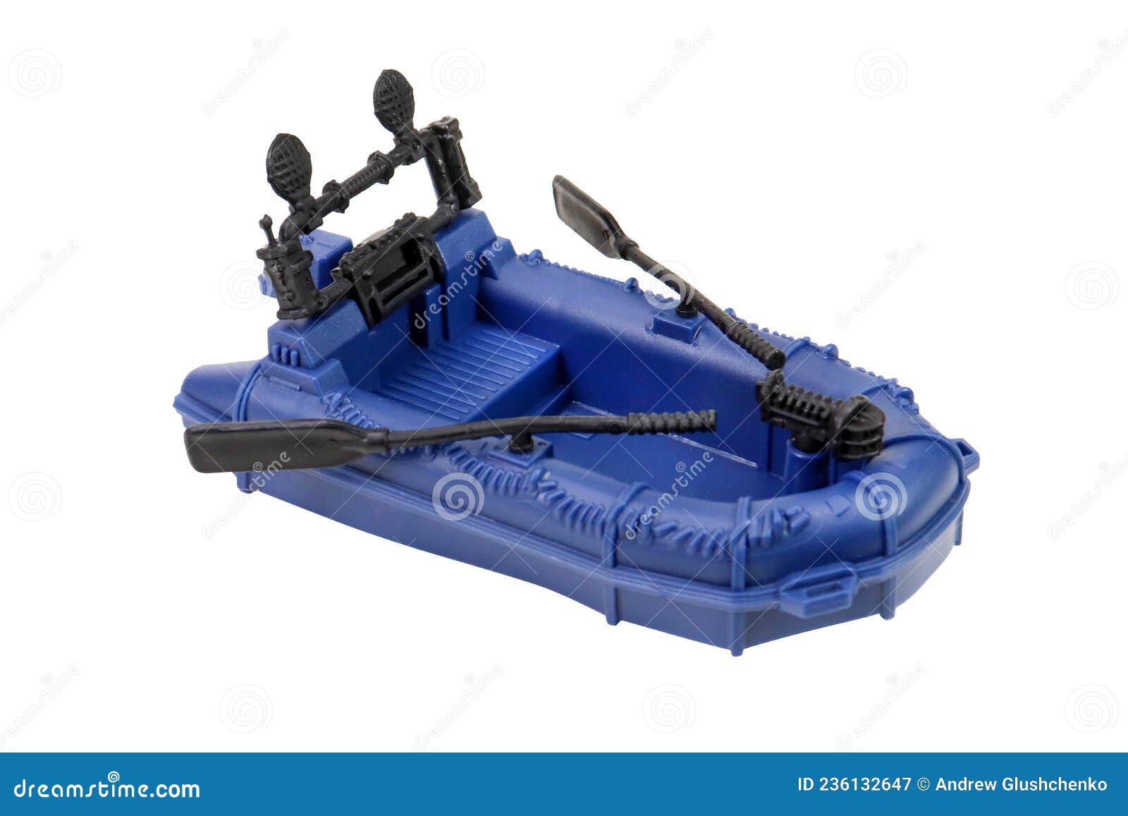 Toy Blue Inflatable Boat with Paddles on a White Background, Isolated ...