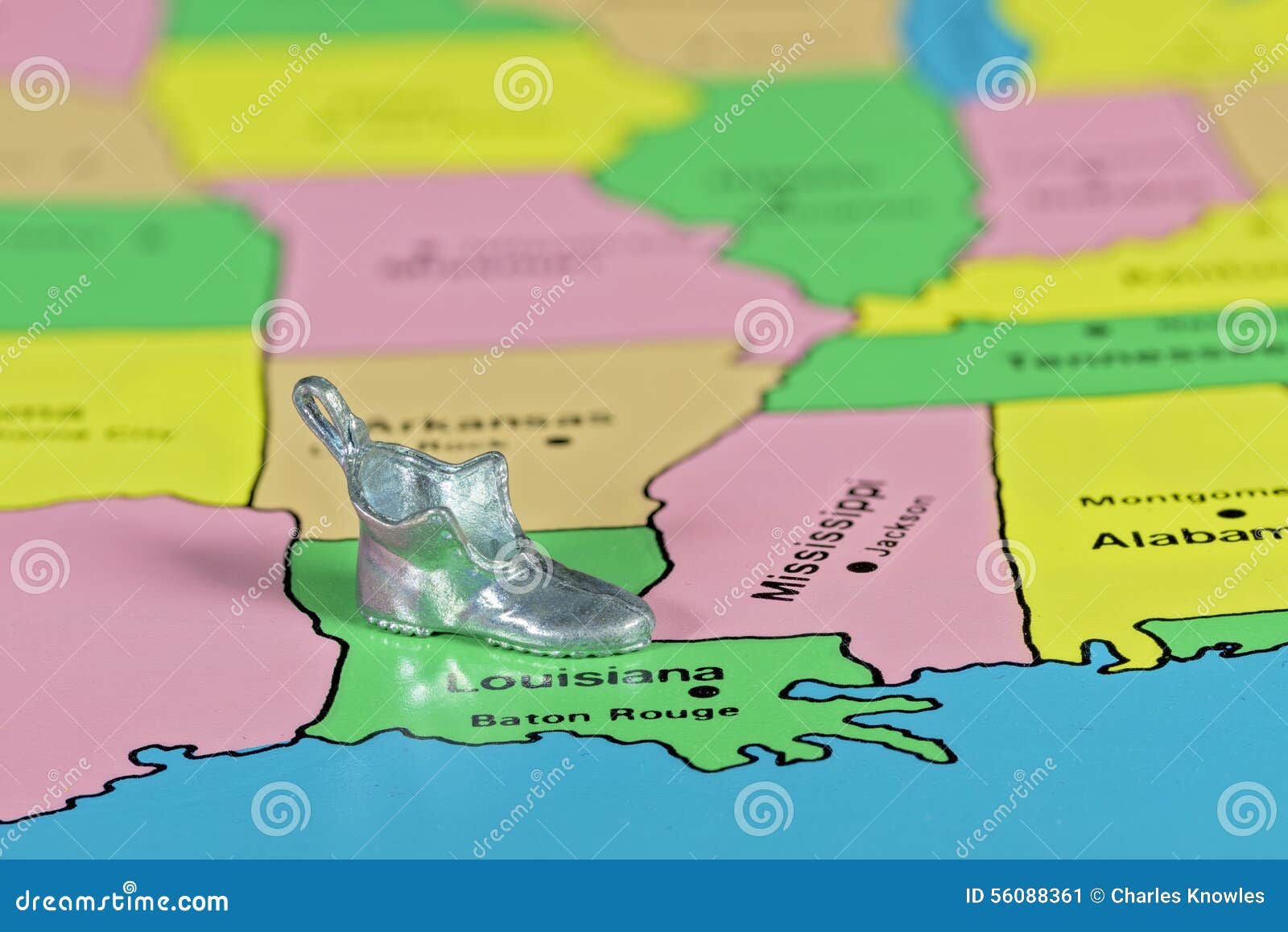 Toy Boot on the State of Louisiana Stock Image - Image of states ...