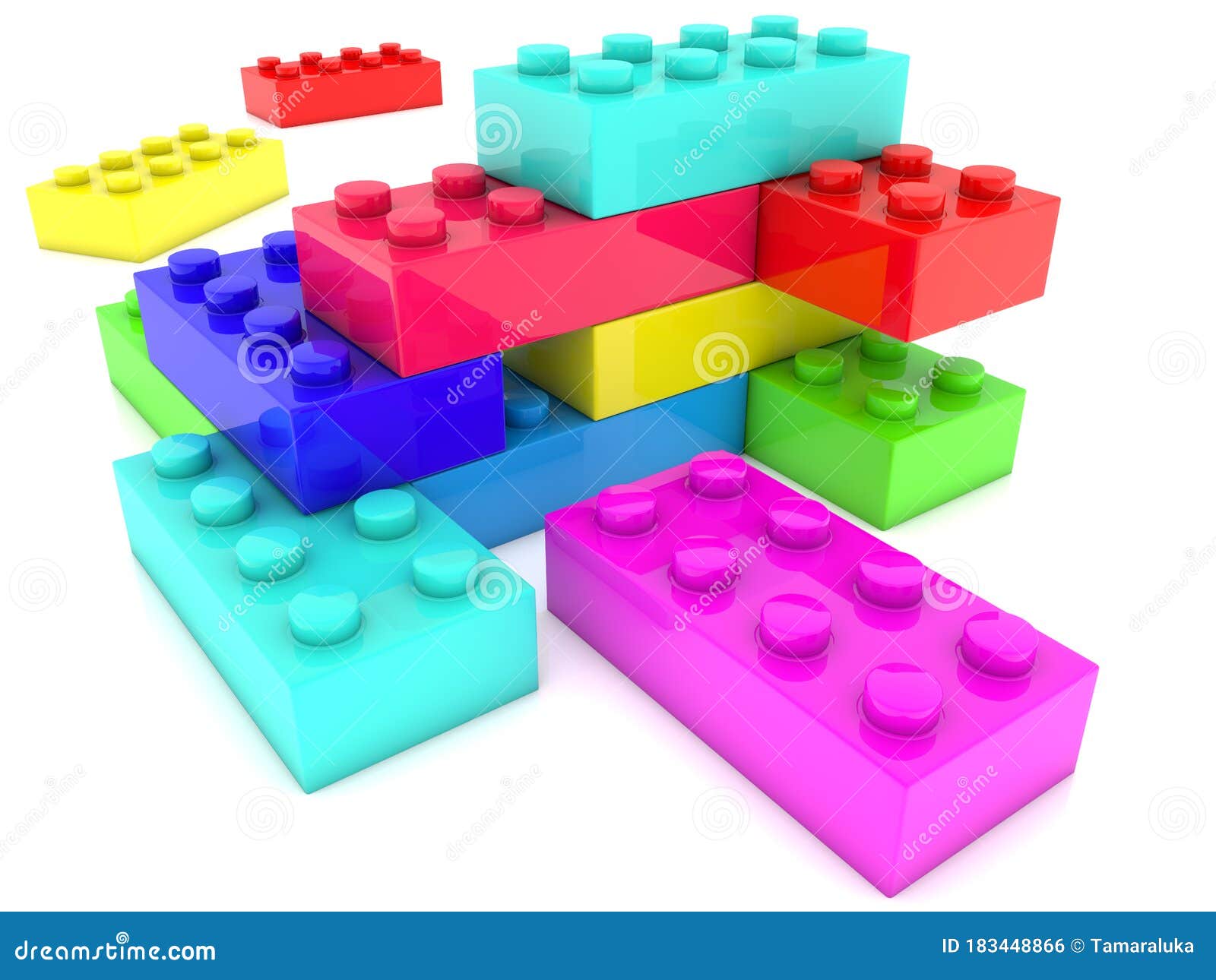 Toy Bricks of Different Colors are Stacked in Different Ways Stock ...