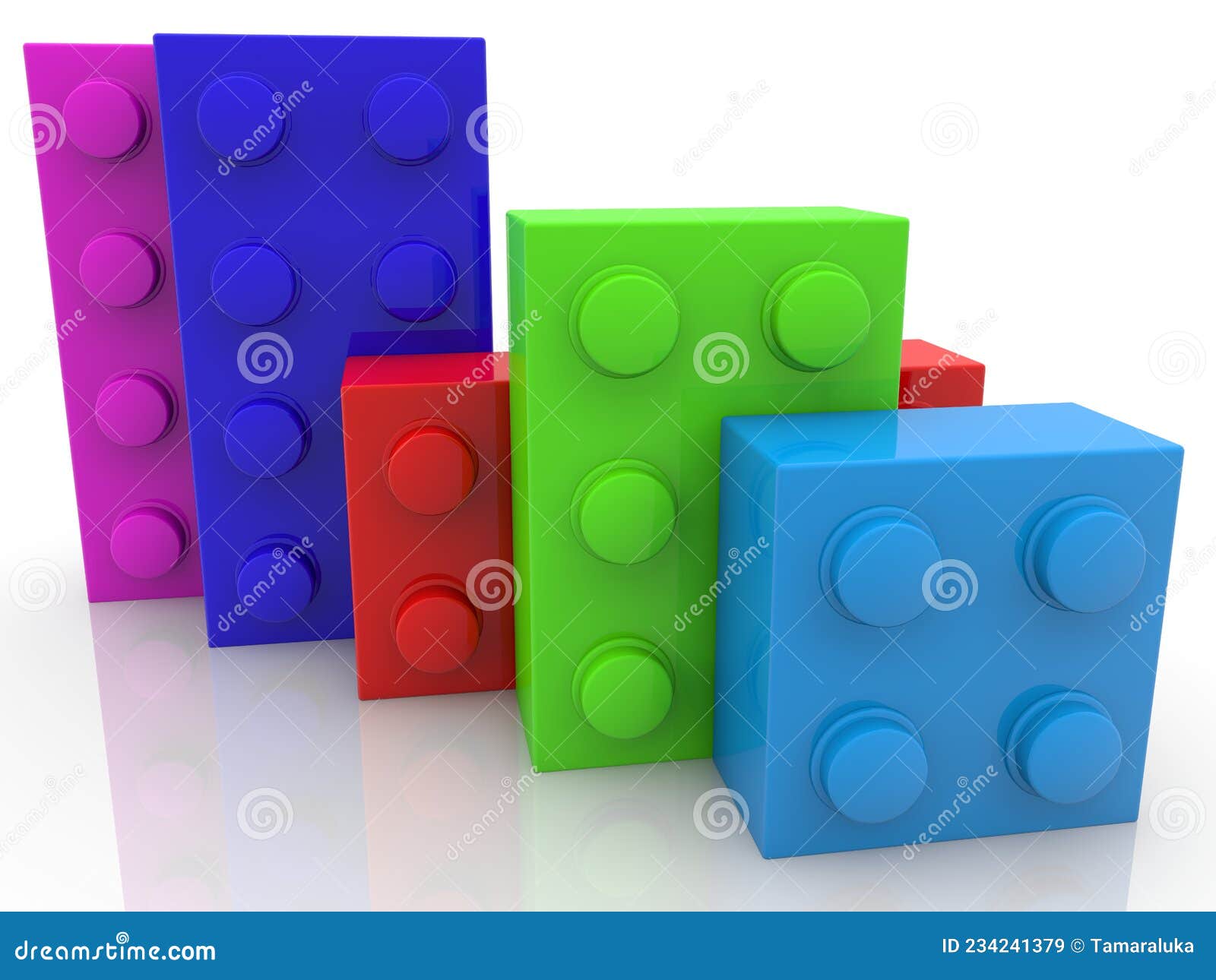 Toy Bricks of Different Sizes and Colors One after Another Stock ...