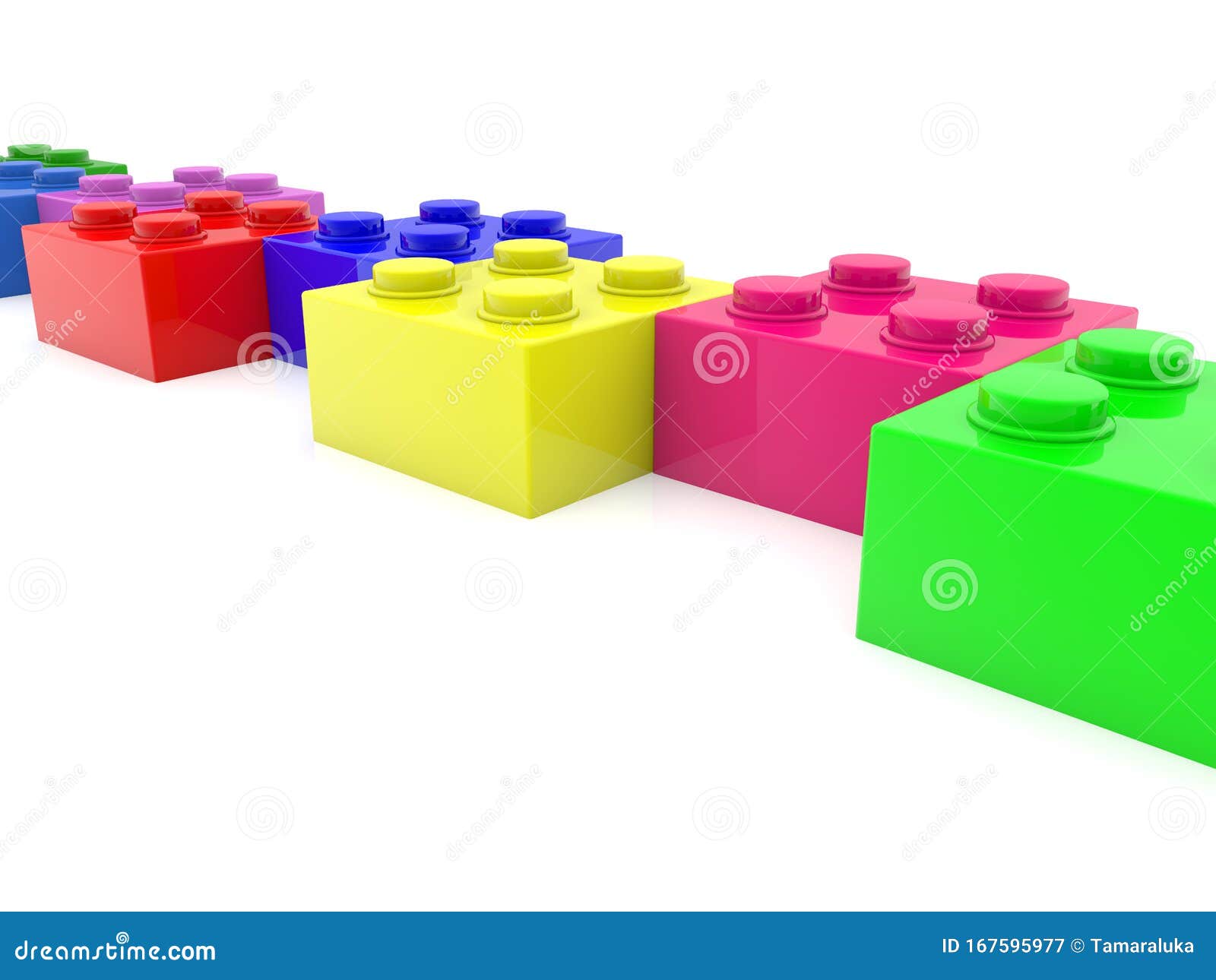 Toy Bricks in a Row One after Another Stock Illustration - Illustration ...