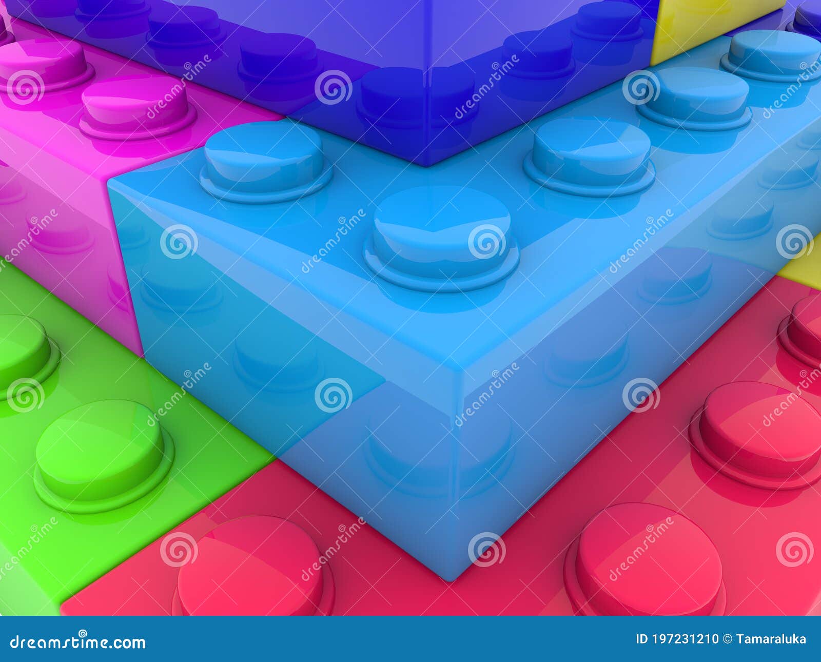 Toy Bricks are Stacked in an Abstract Construction Stock Illustration ...