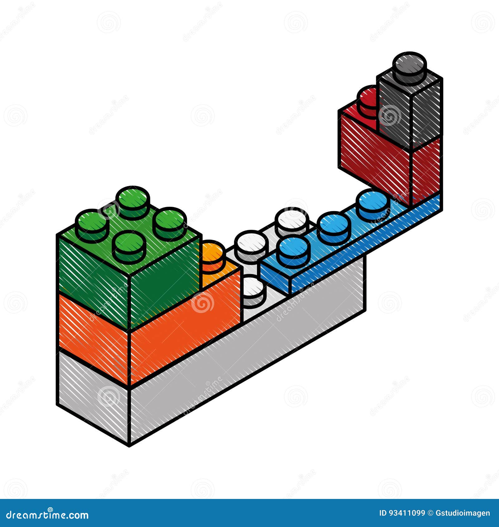 Toy building block bricks stock vector. Illustration of blue - 93411099