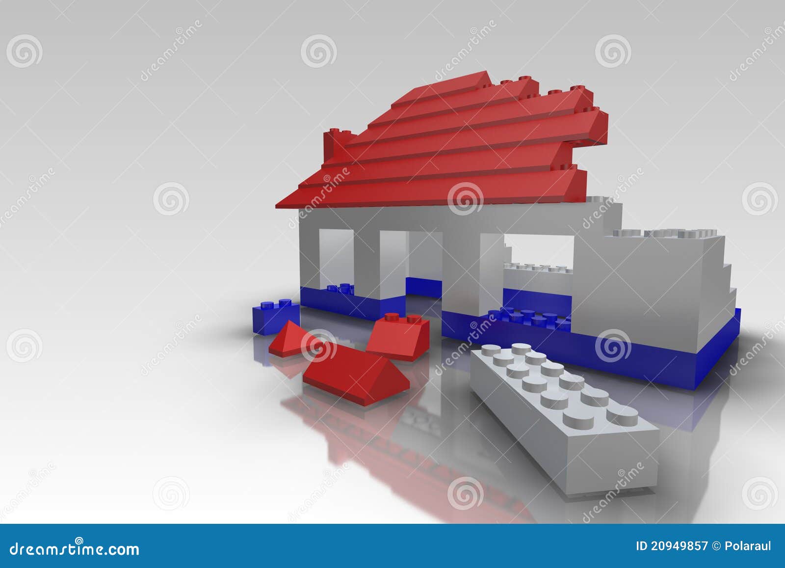 Toy Building Block House Under Construction Stock Illustration ...