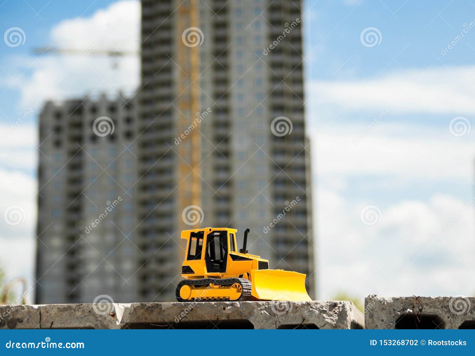 Toy Bulldozer in the Construction Site Stock Photo - Image of ...