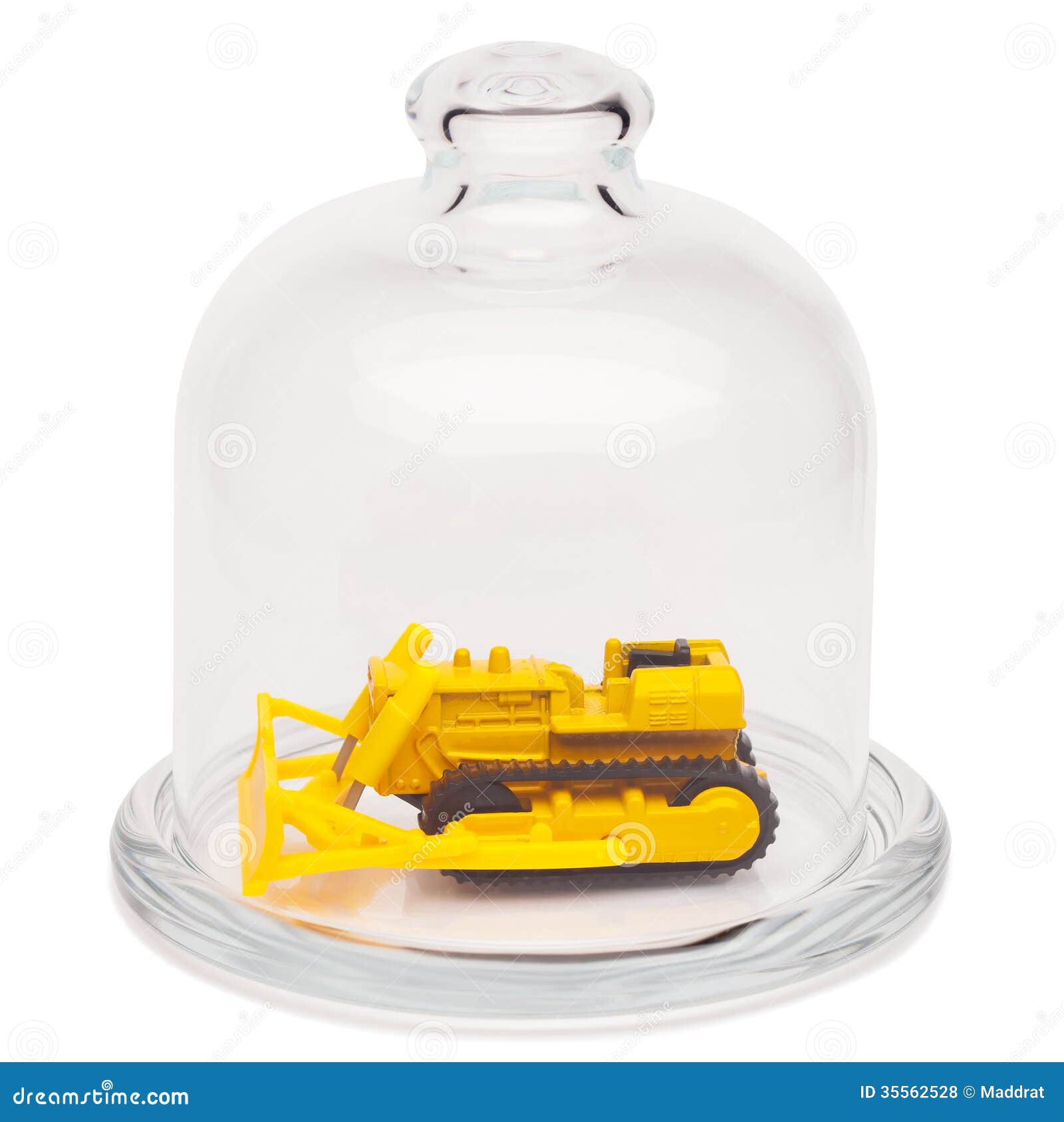 Toy Bulldozer in a Glass Dome. Stock Photo - Image of glass, exhibition ...