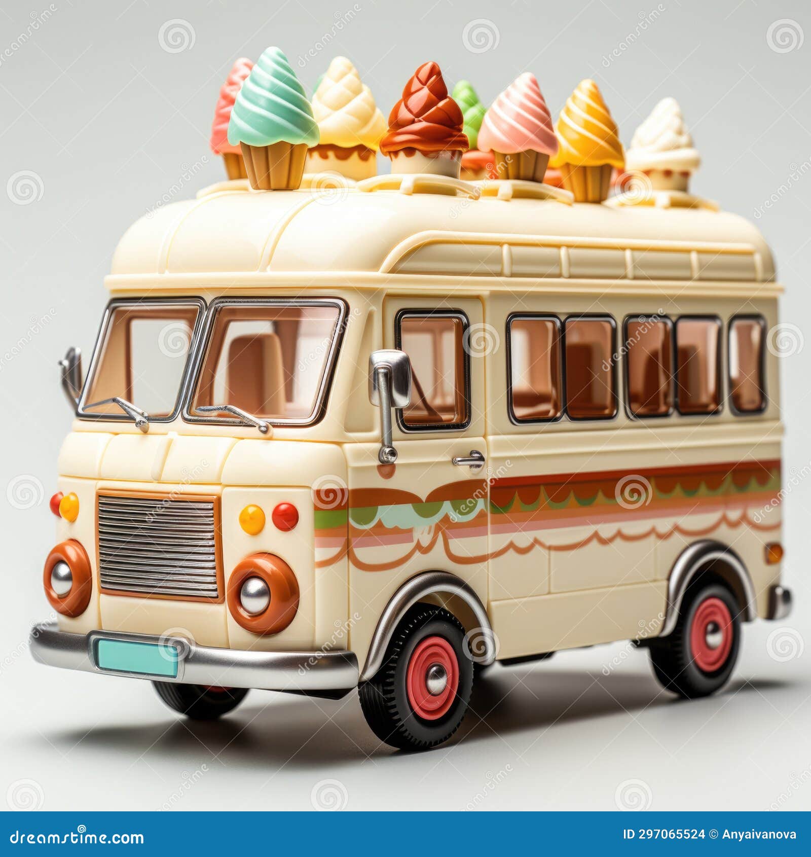 A Toy Bus with Ice Cream Cones on Top Stock Illustration - Illustration ...