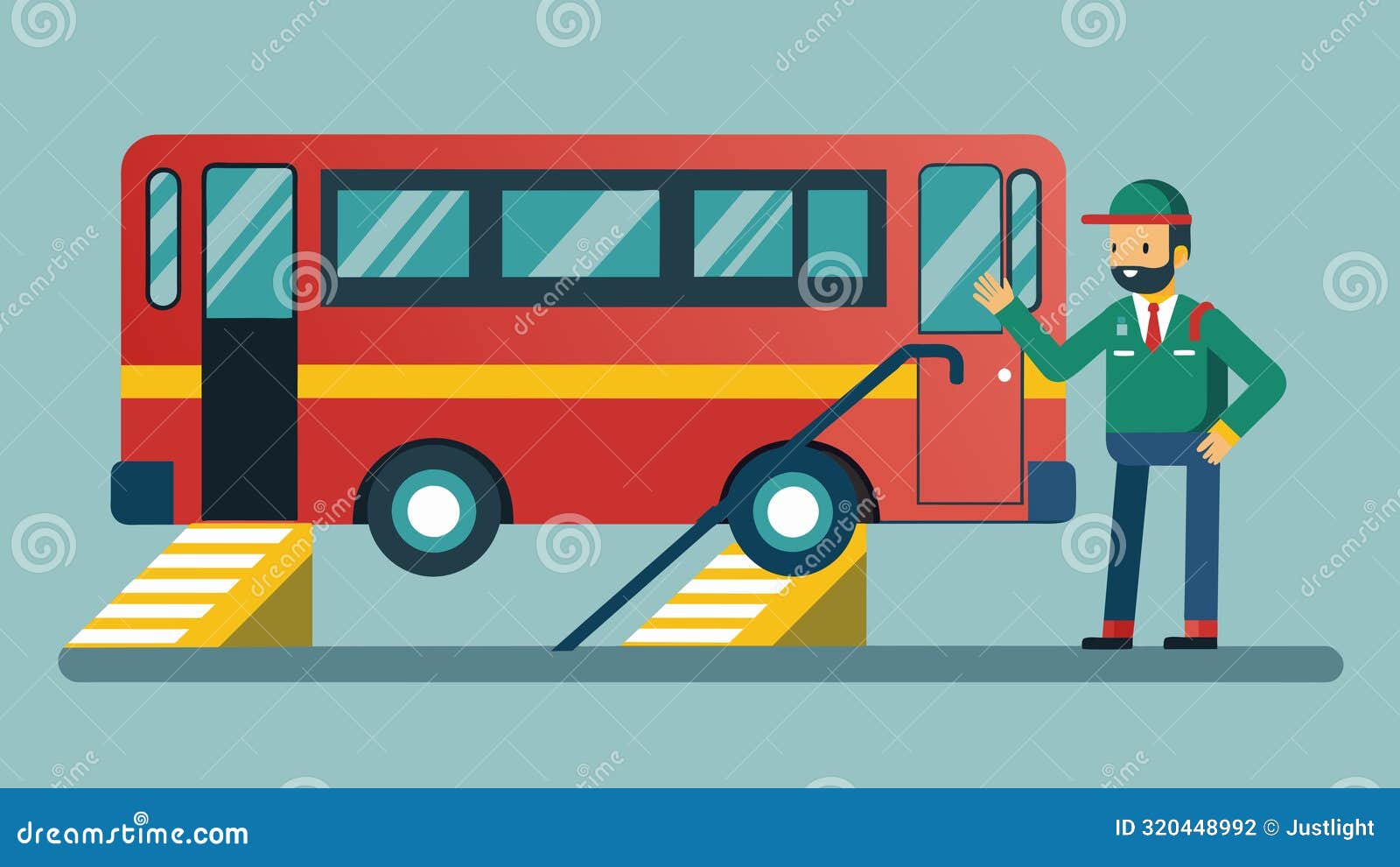 With a Toy Bus Model the Driver Demonstrates How To Safely Enter and ...