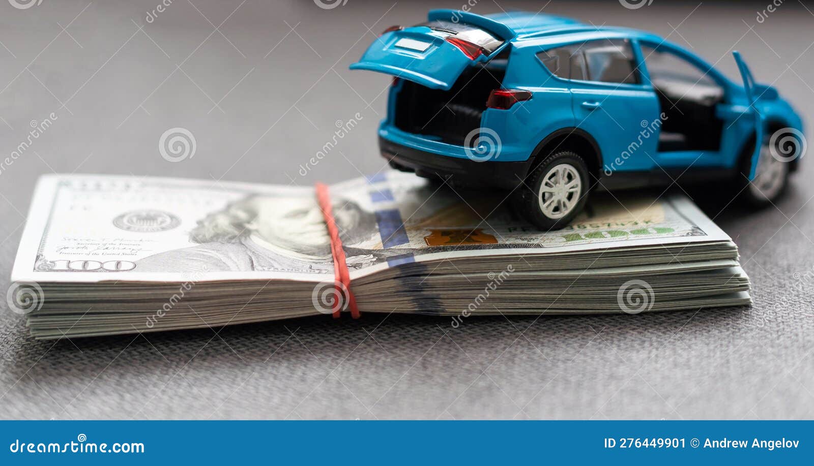 A Toy Car and Banknotes Lie, the Cost of Operating a Car. Stock Image ...