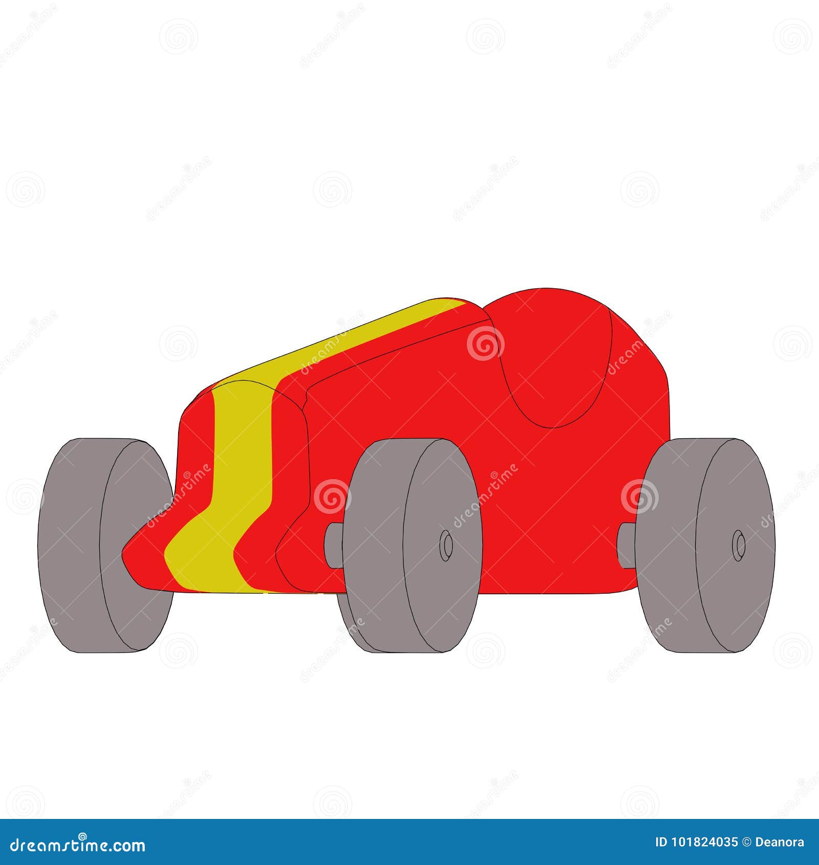 Toy Car with Black Outlines Stock Illustration - Illustration of form ...