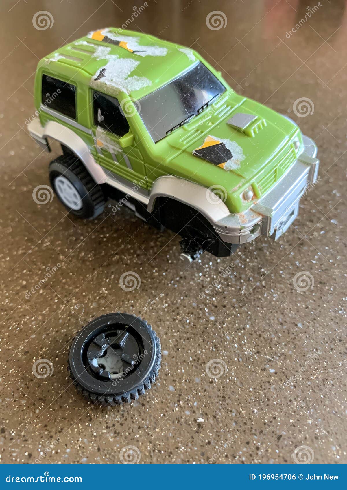 Toy Car with a Broken Wheel Stock Photo - Image of truck, automotive ...