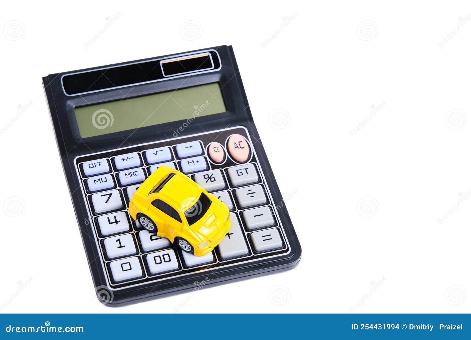 Toy Car and Calculator White Background.Concept Buying Car Stock Photo ...