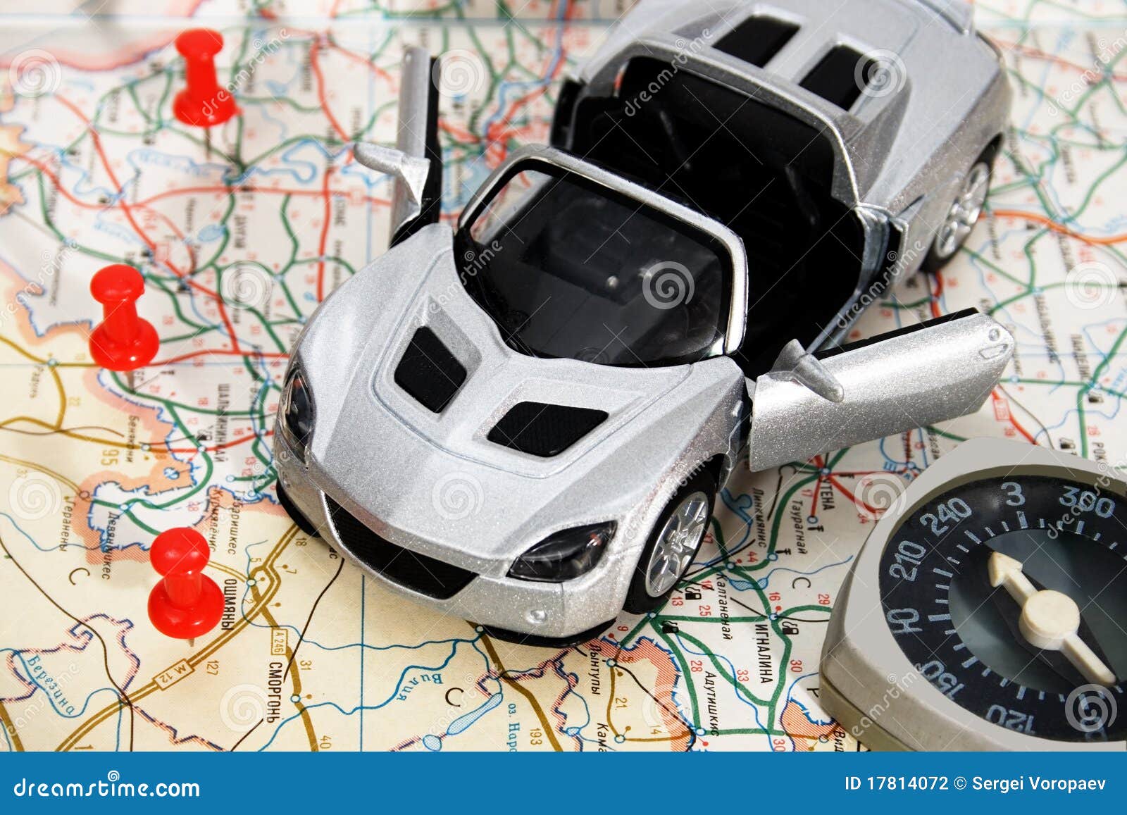 Toy Car on a Geographical Atlas Stock Photo - Image of topography ...
