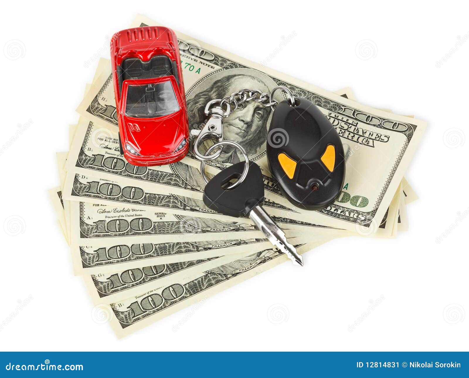 Toy car, keys and money stock image. Image of rent, hire - 12814831