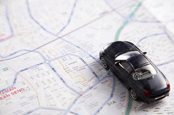 Toy car on the map stock image. Image of body, planning - 7515465