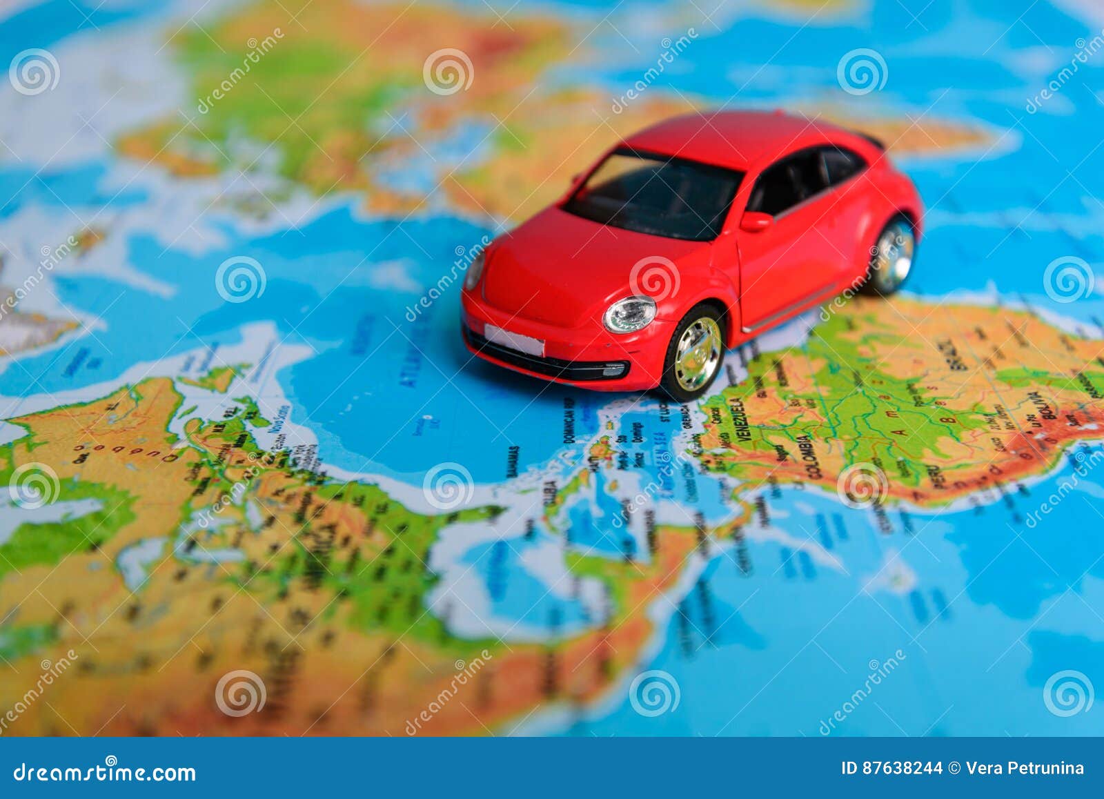 Toy car on the map stock photo. Image of point, trip - 87638244