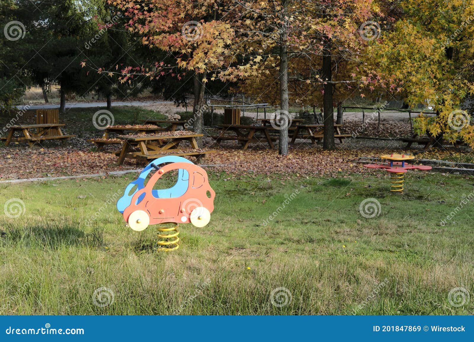 Toy Car on Springs in a Playground Stock Image - Image of play ...