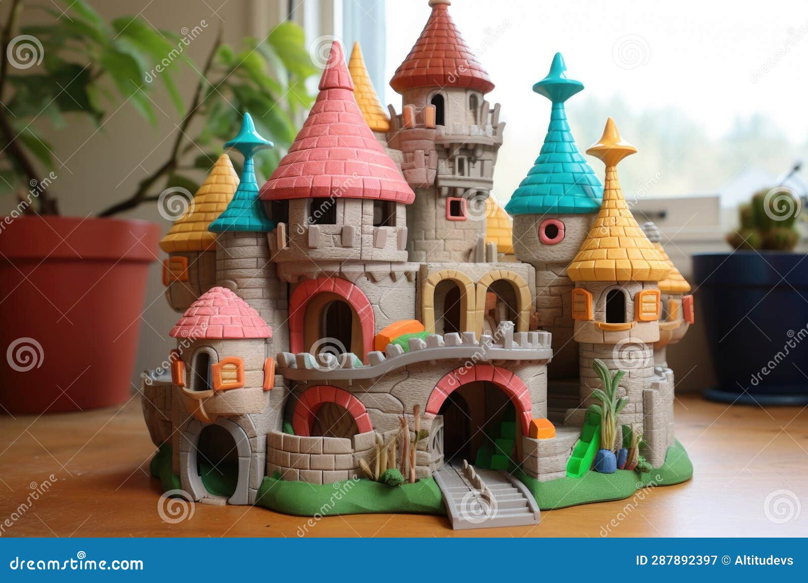 Toy Castle Construction with 3d Printed Parts Stock Illustration ...