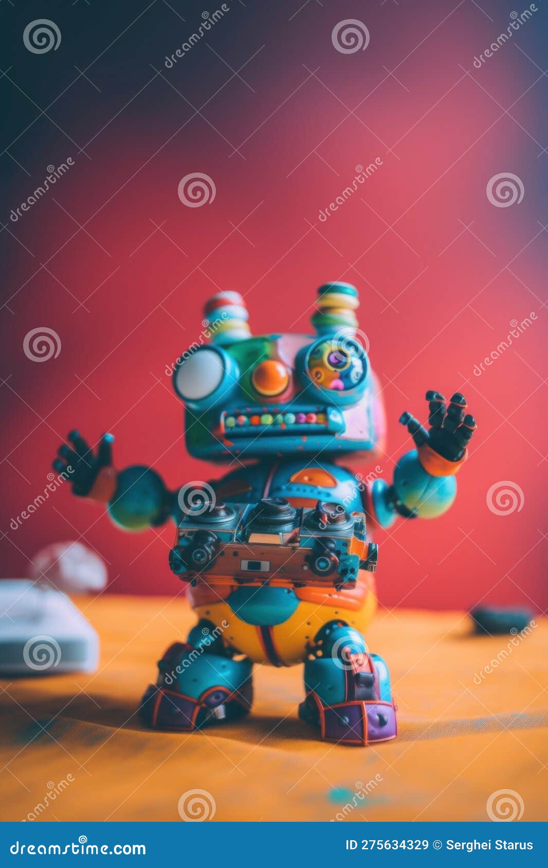 A Toy Cheerful and Chubby Robot is Standing on a Table. AI Generative ...