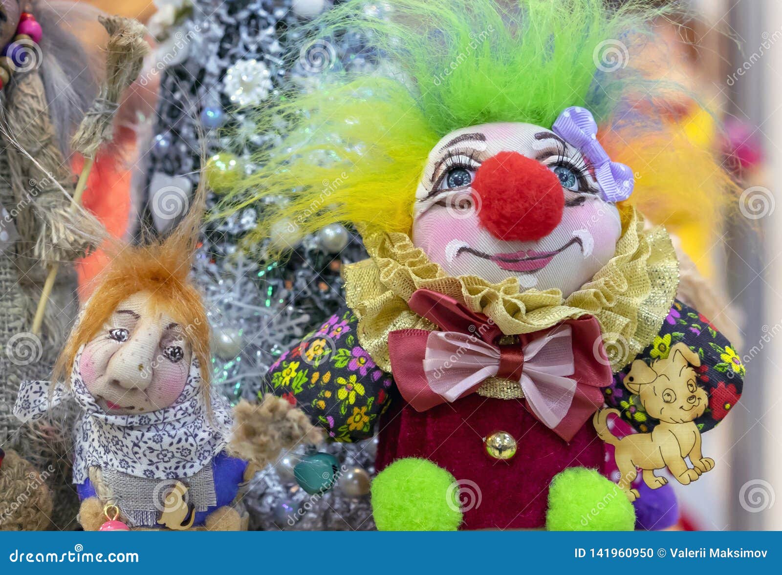 Toy Cheerful Smilling Clown in Bright Clothes Stock Photo - Image of ...