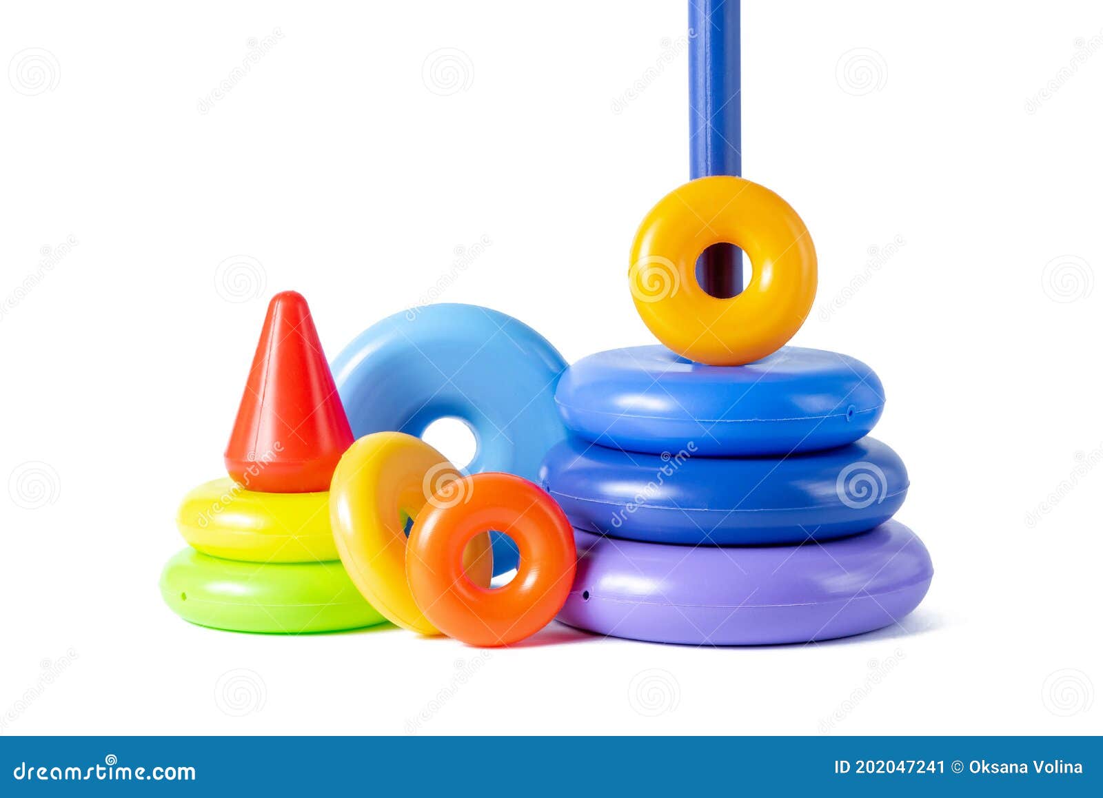 Toy for Children Multicolored Pyramid of Rings Isolated on White ...