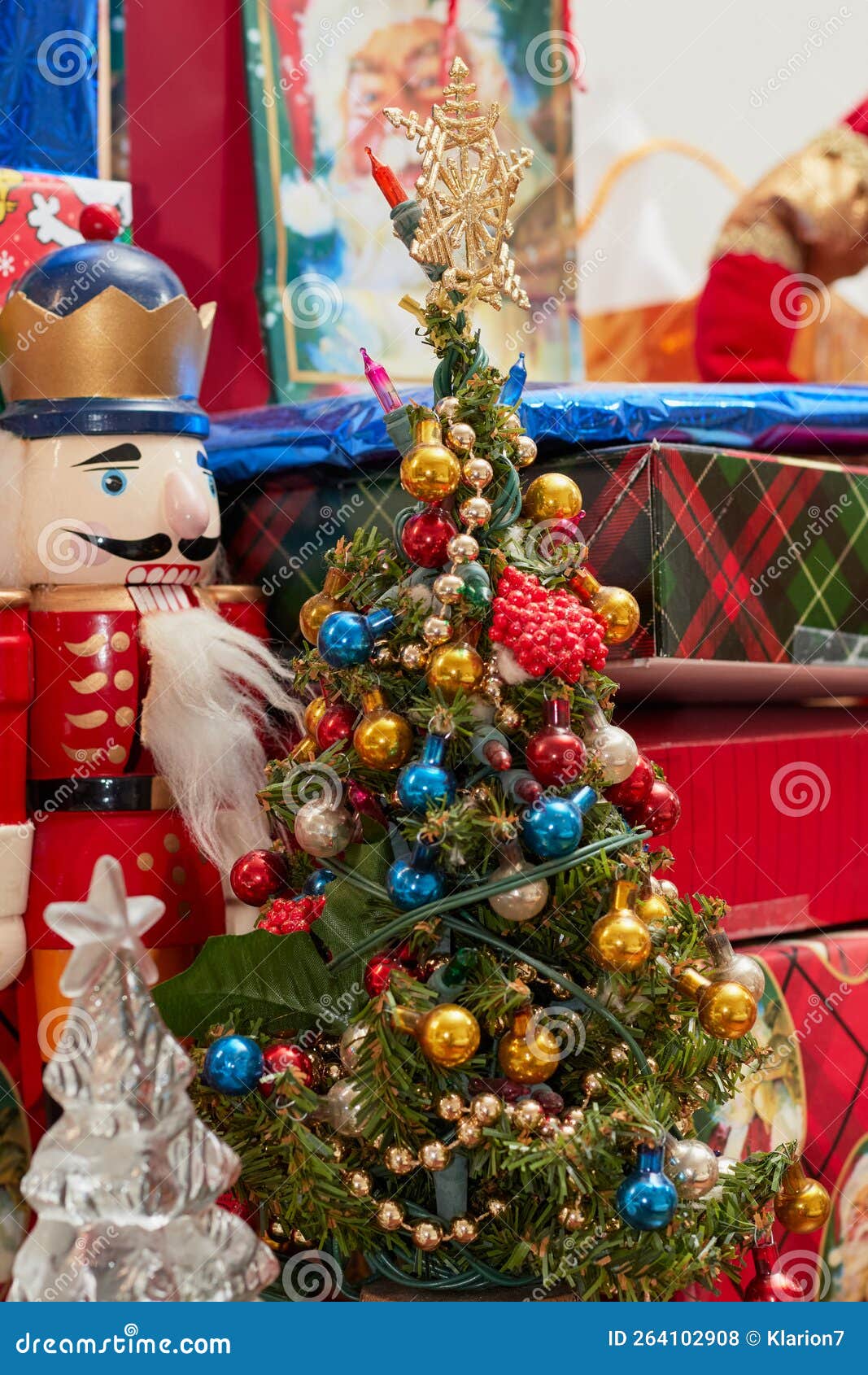 Toy Christmas Tree and Other Decorations and Presents Stock Photo ...