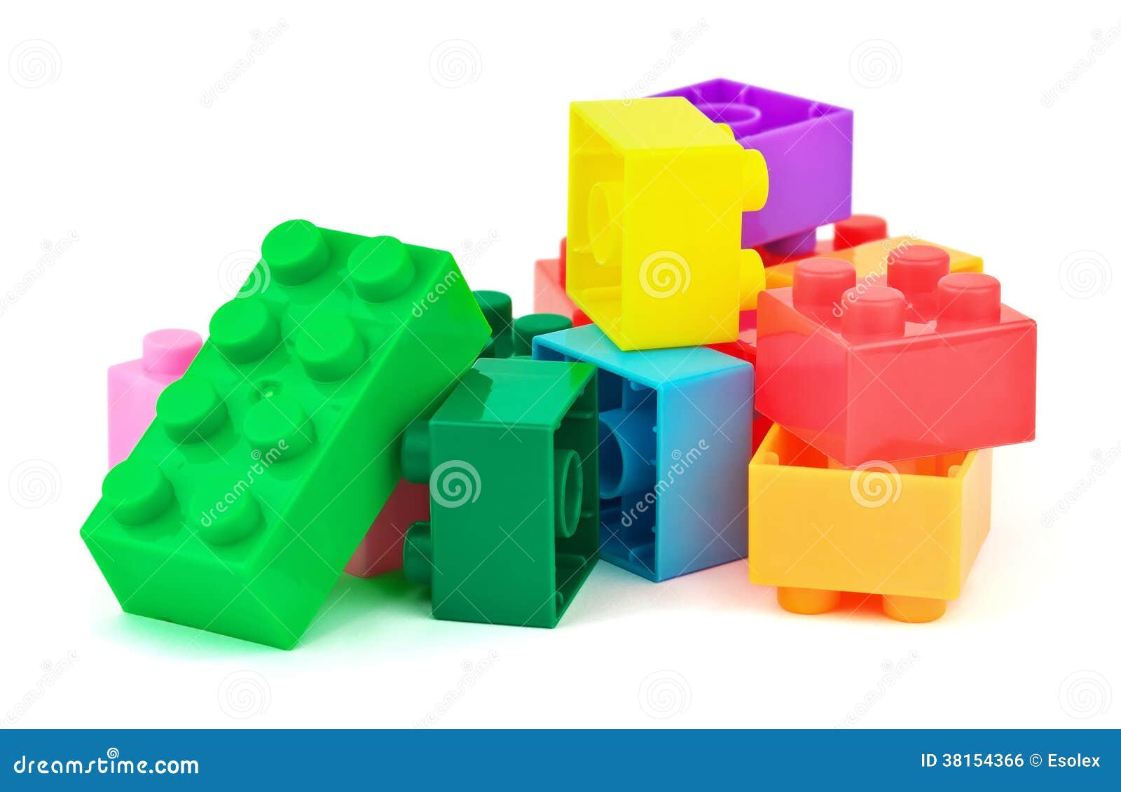 Toy Colorful Plastic Blocks Stock Photo - Image of childhood, group ...