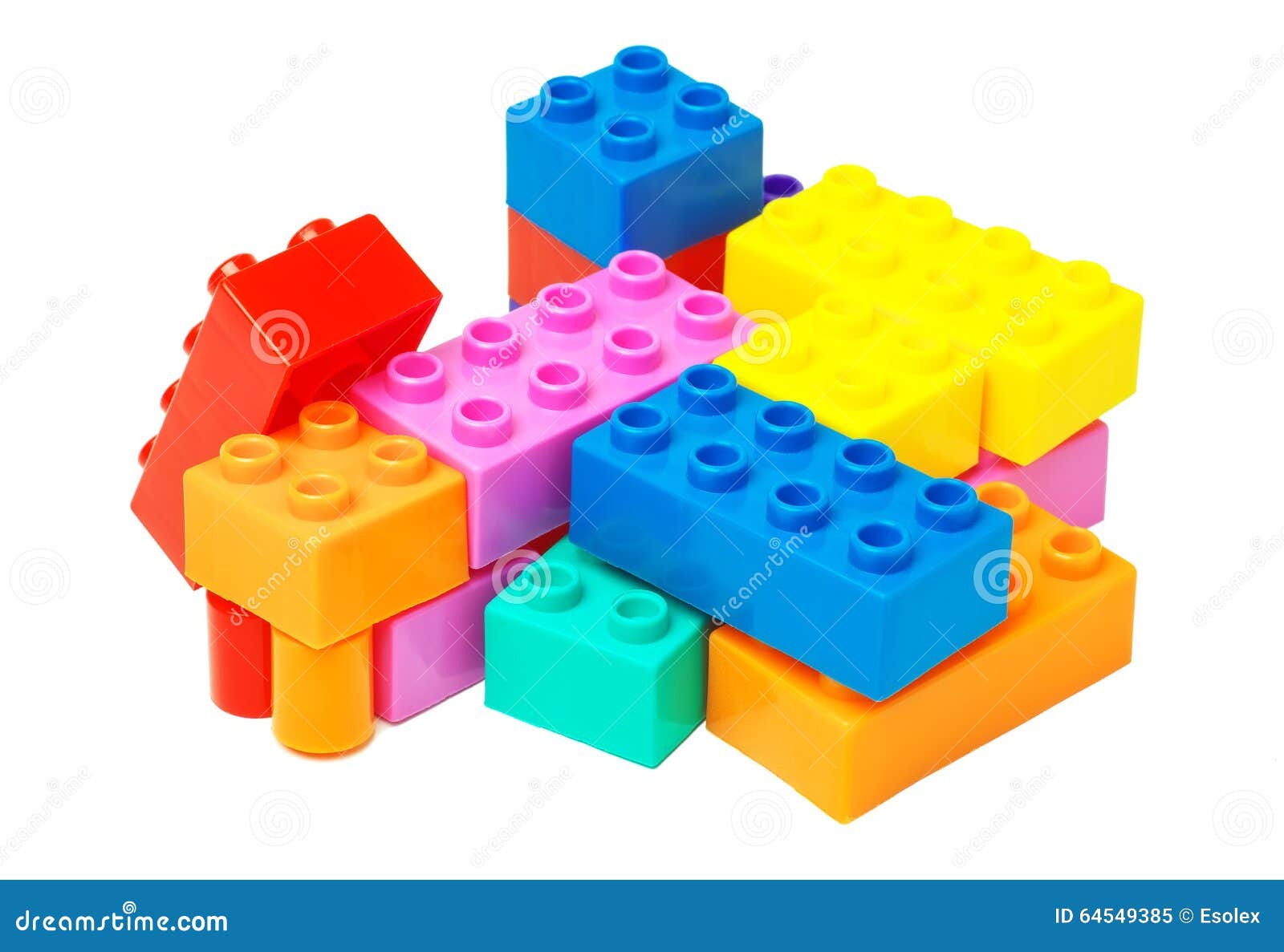 Toy Colorful Plastic Blocks Isolated on White Stock Image - Image of ...
