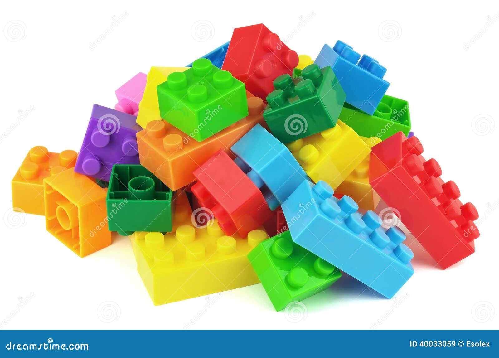 Toy Colorful Plastic Blocks on White Background Stock Image - Image of ...