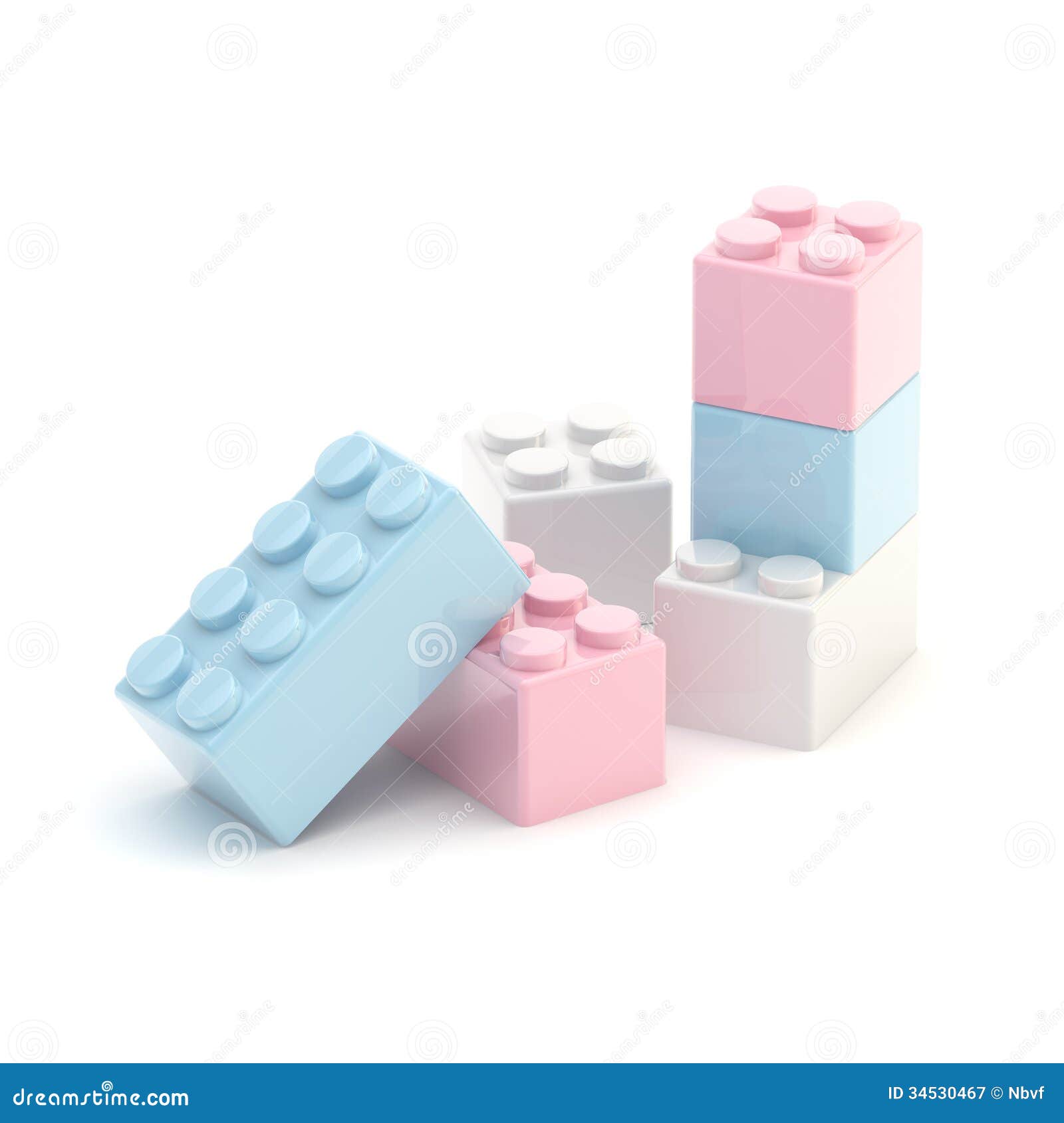 Toy Construction Brick Blocks on White Stock Illustration ...