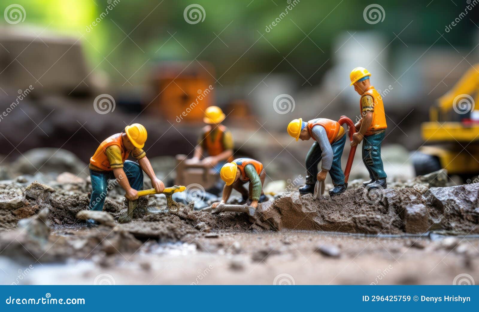 Toy Construction Workers Building a Playful Construction Site Stock ...