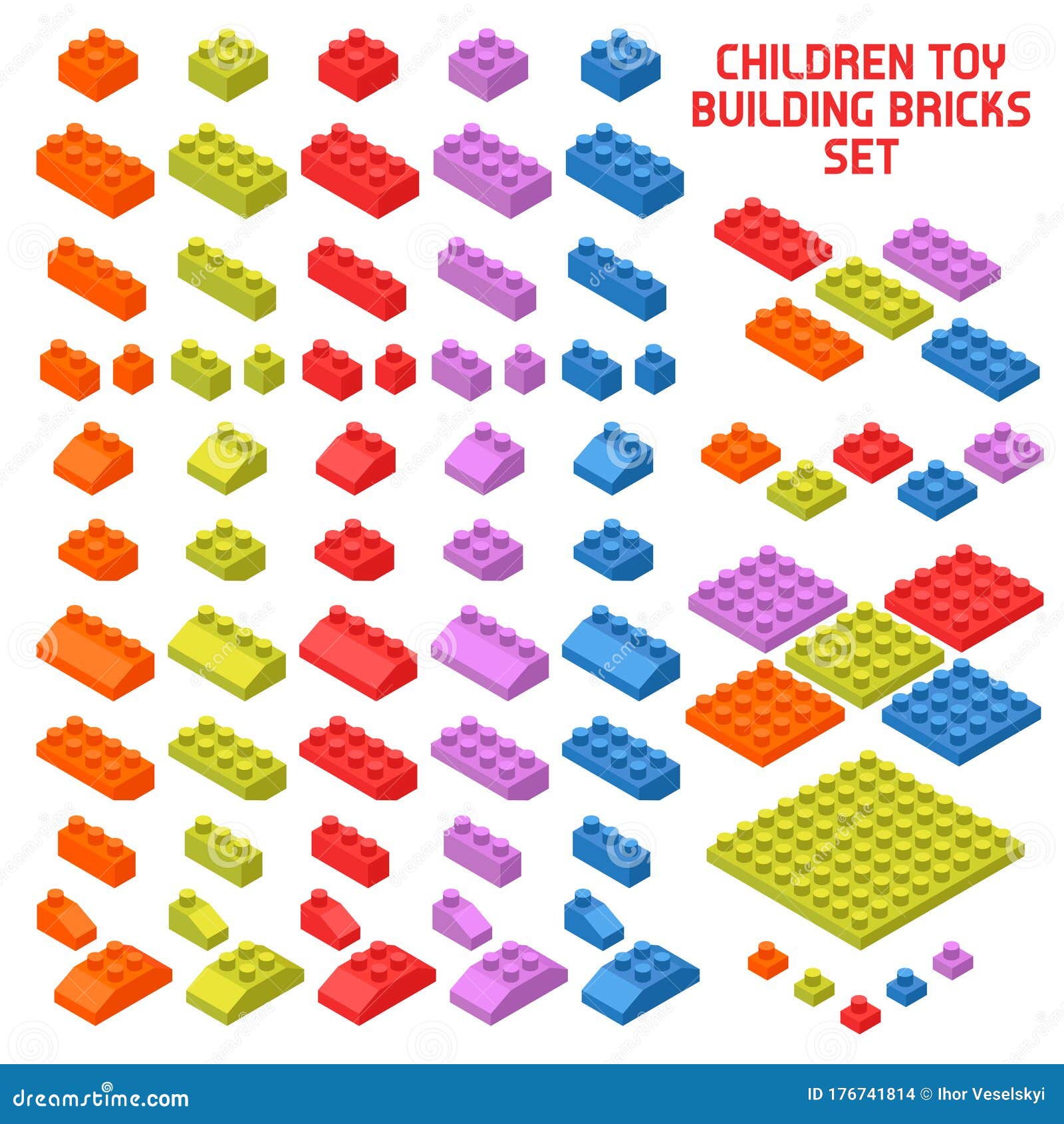 Toy Constructor Isometric Pieces Stock Illustration - Illustration of isometric, element: 176741814