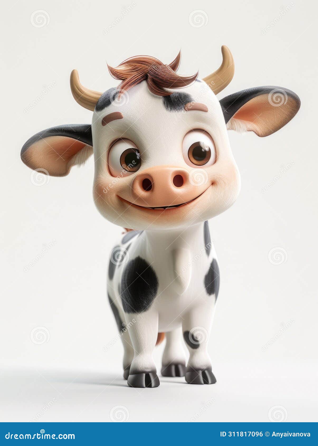 A Toy Cow is Standing on a White Surface Stock Illustration ...