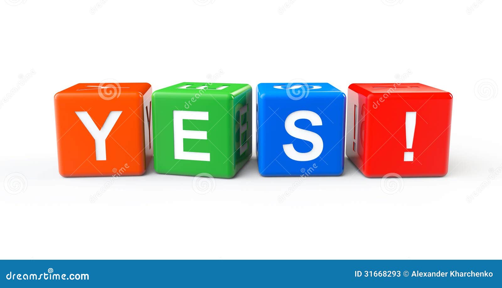 Toy cubes as Yes sign stock illustration. Illustration of financial ...