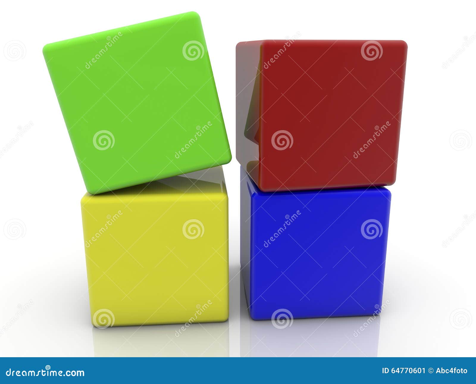 Toy Cubes in Different Colors on White Stock Illustration ...