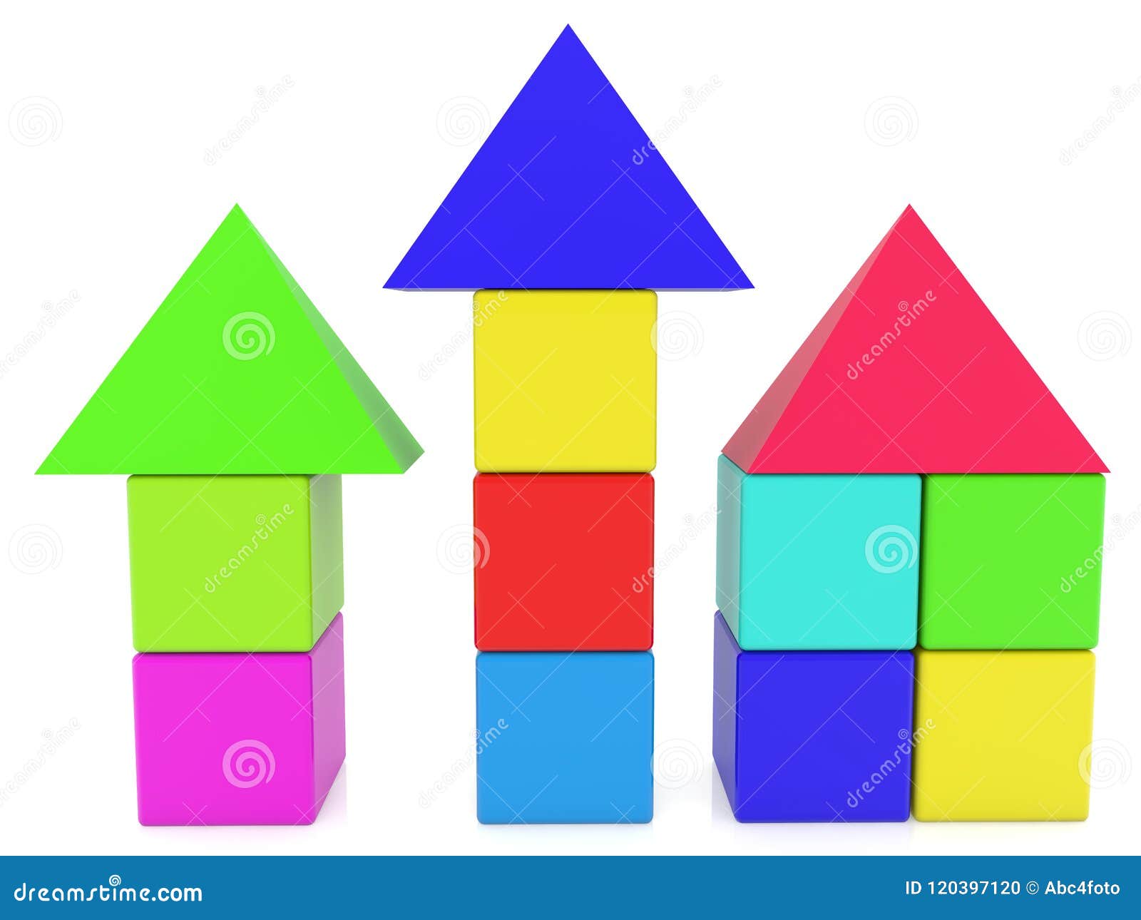 Toy Cubes in Various Colors with Roofs Stock Illustration ...