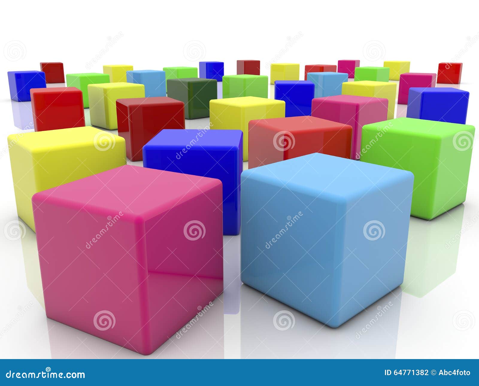 Toy Cubes in Various Colors on White Stock Illustration - Illustration ...