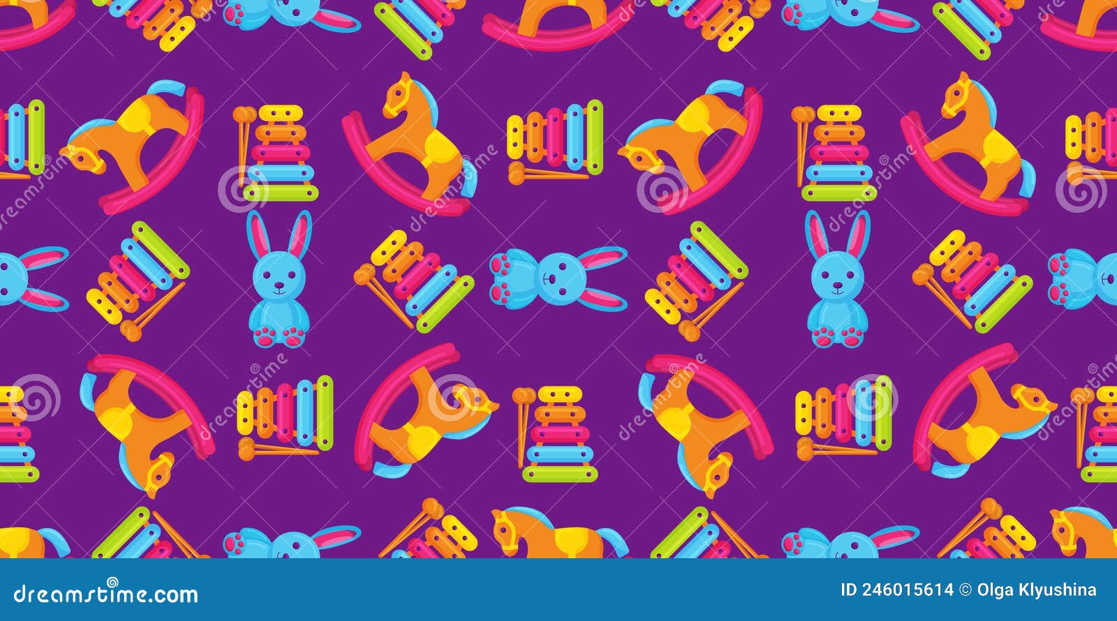 Toy Cute Horse, Bunny and Xylophone Seamless Pattern Stock Vector ...