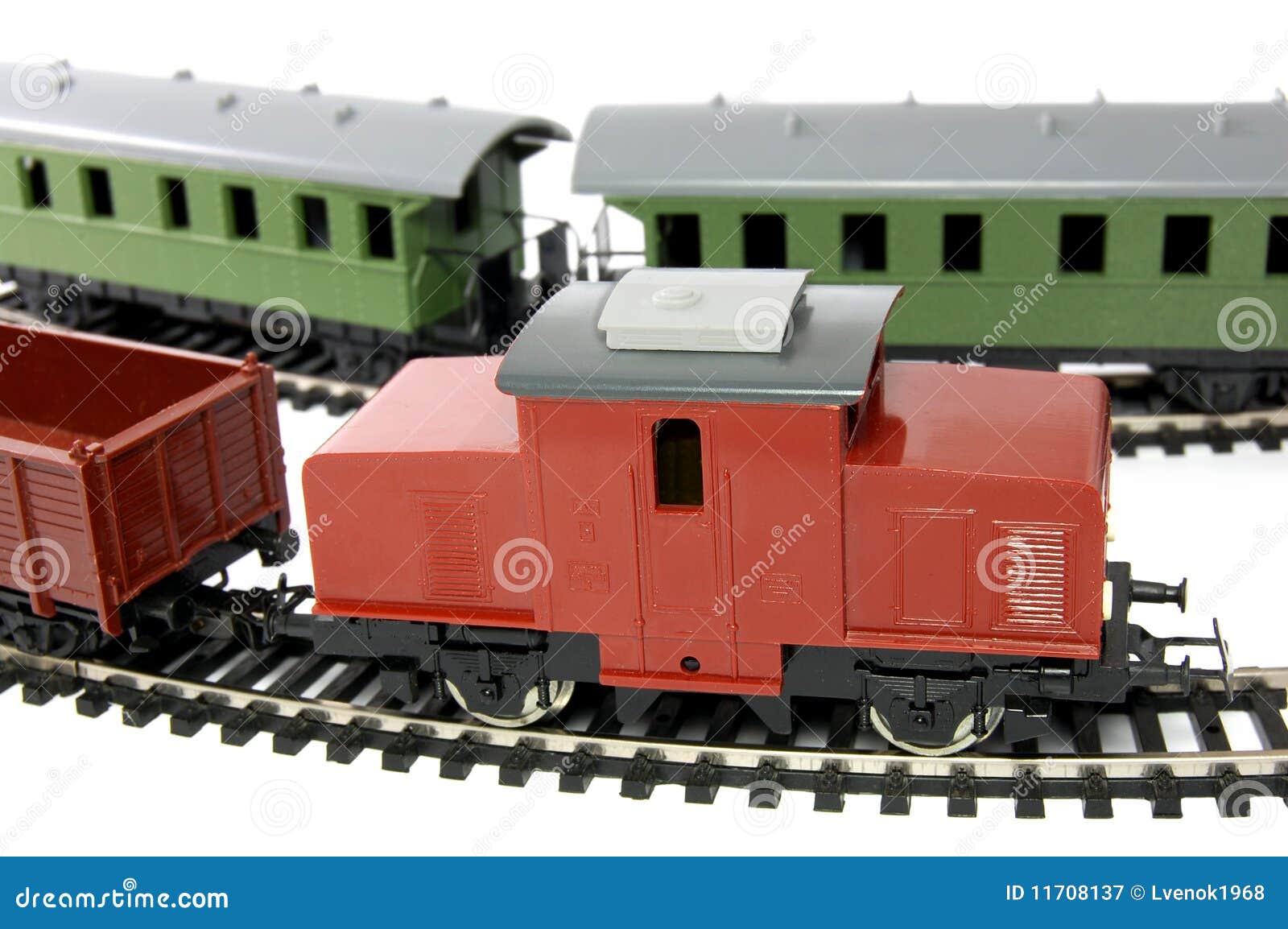 Toy Diesel Locomotive and Freight Wagon Stock Image - Image of coal ...