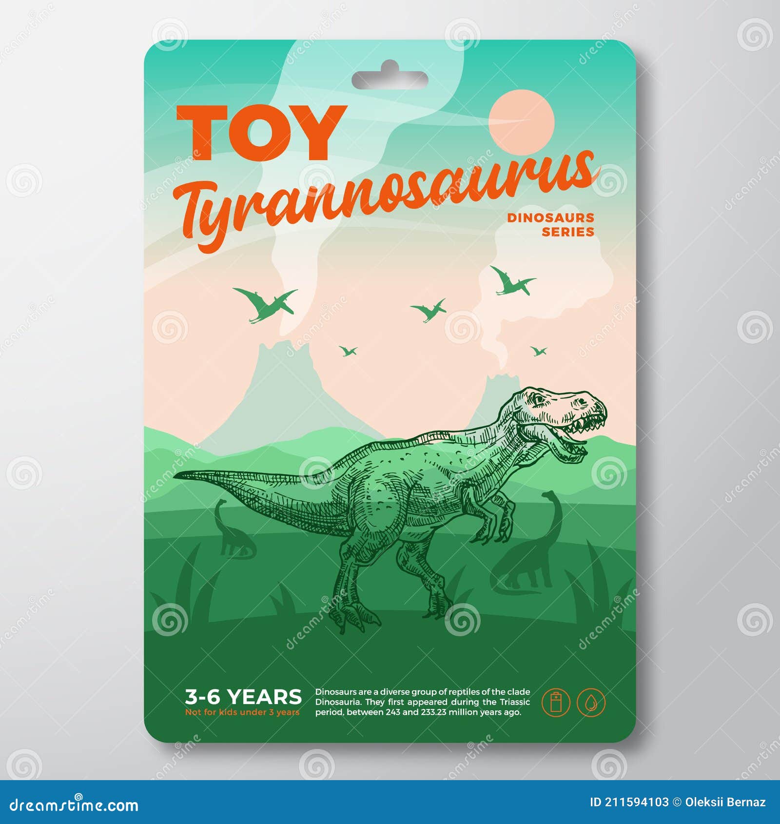 Toy Dinosaur Label Template. Abstract Vector Packaging Design Layout ...