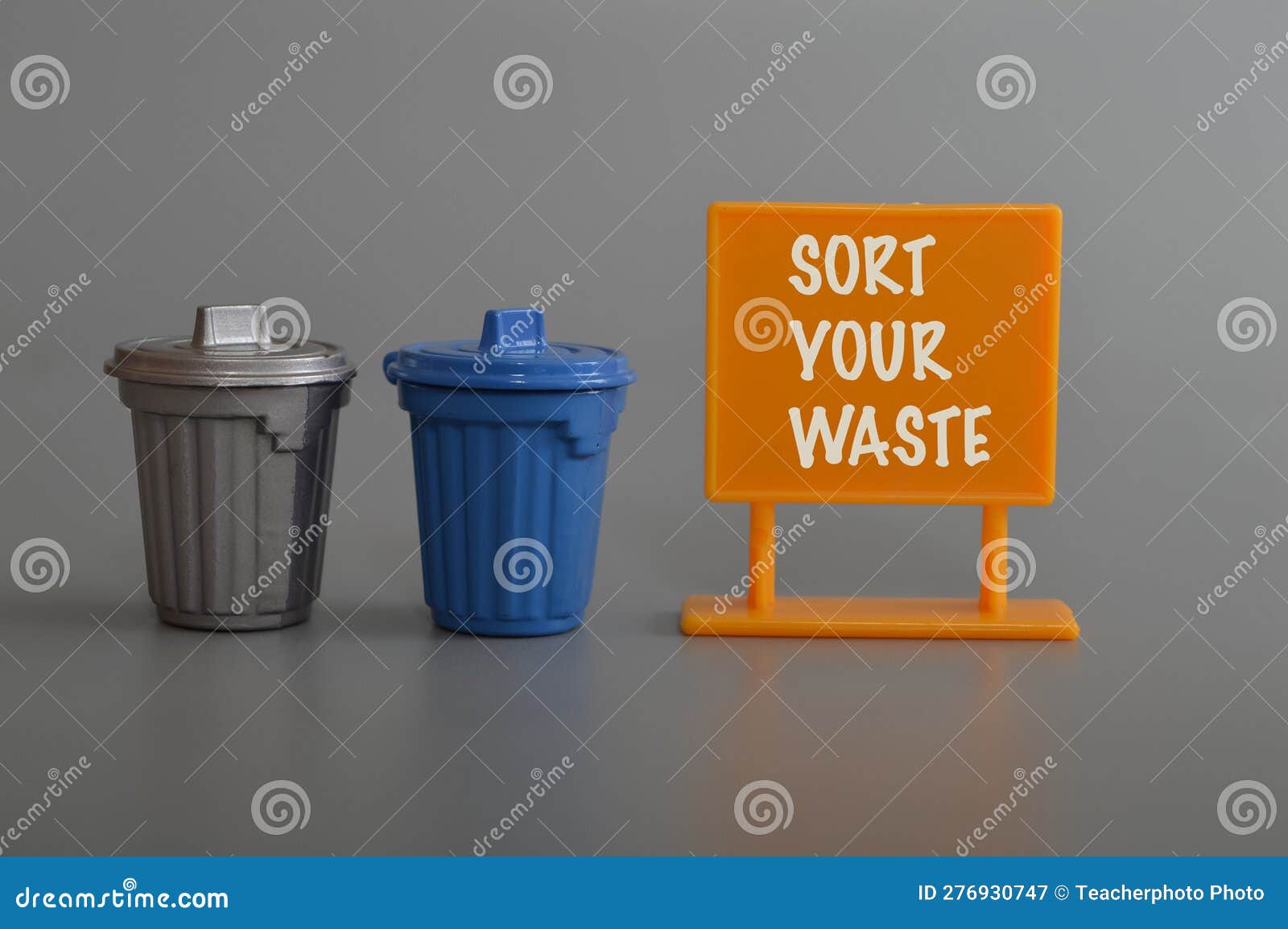 Toy Dustbin and Plastic Board Written with SORT YOUR WASTE Stock Image ...
