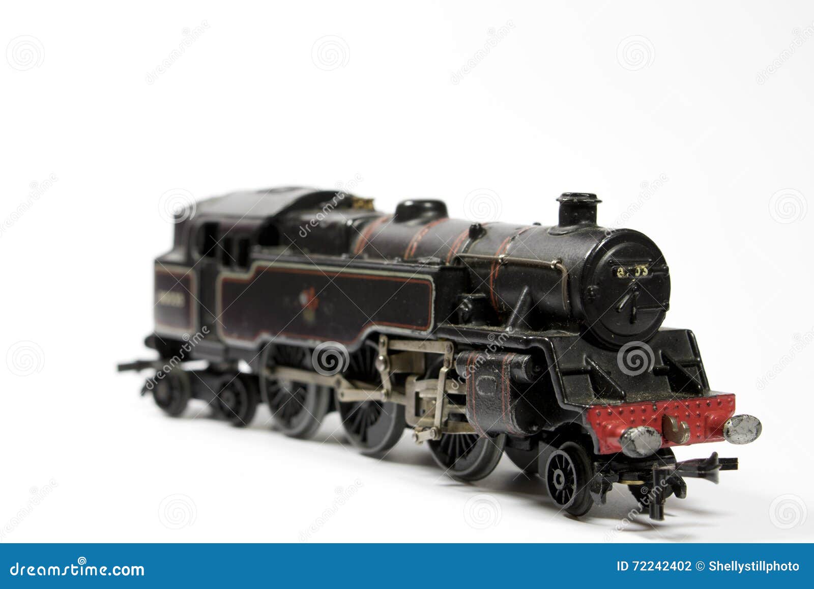 Set Of Red Electric Model Railway Locomotive And Layout With A Station ...