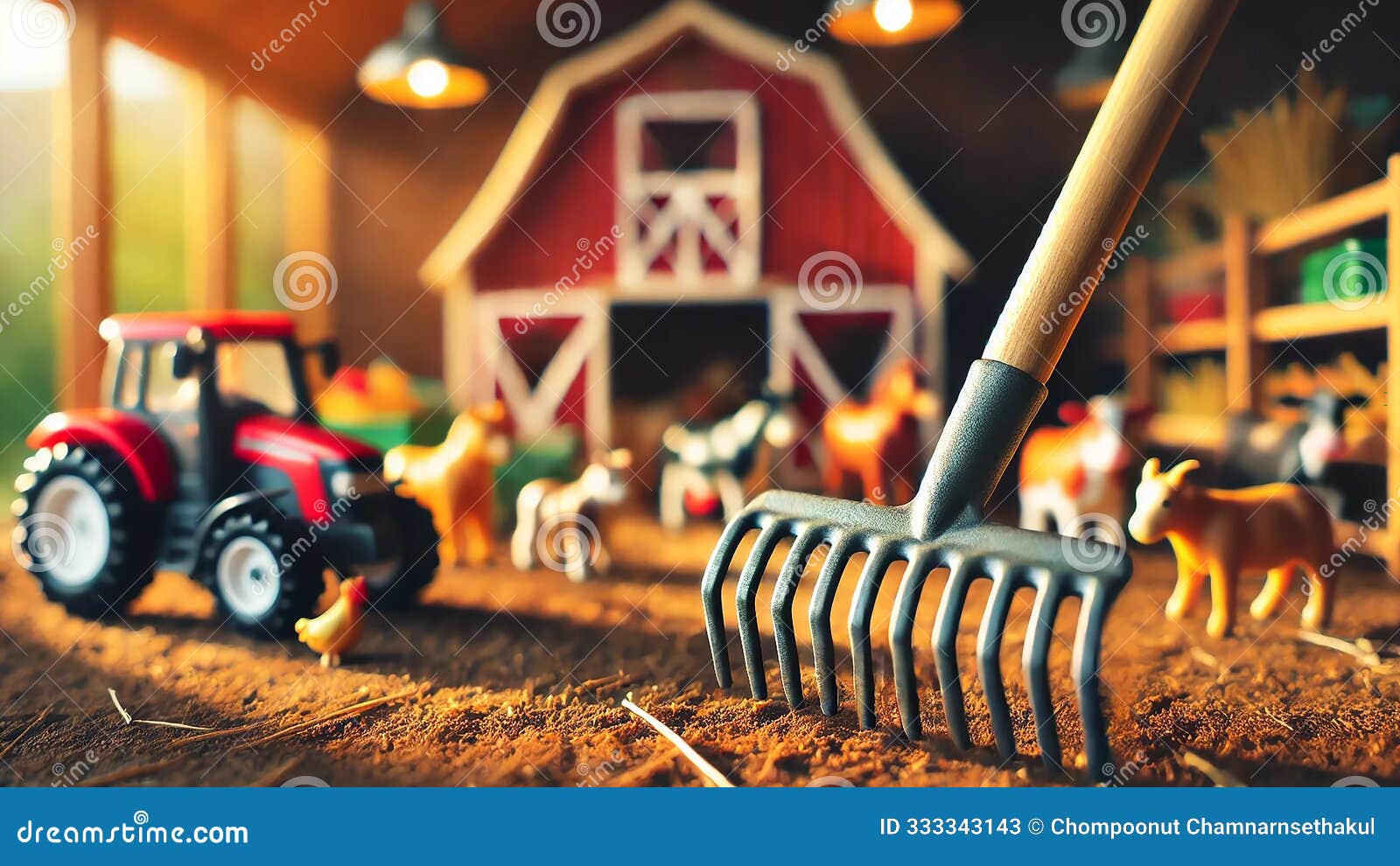 Toy Farmer Rake Positioned at the Edge of the Frame Stock Illustration ...